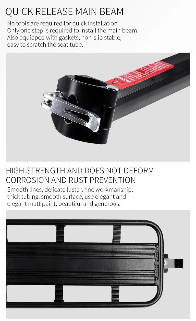 Universal Outdoor Bicycle Carrier Rear Dismountable Cargo Shelf ...