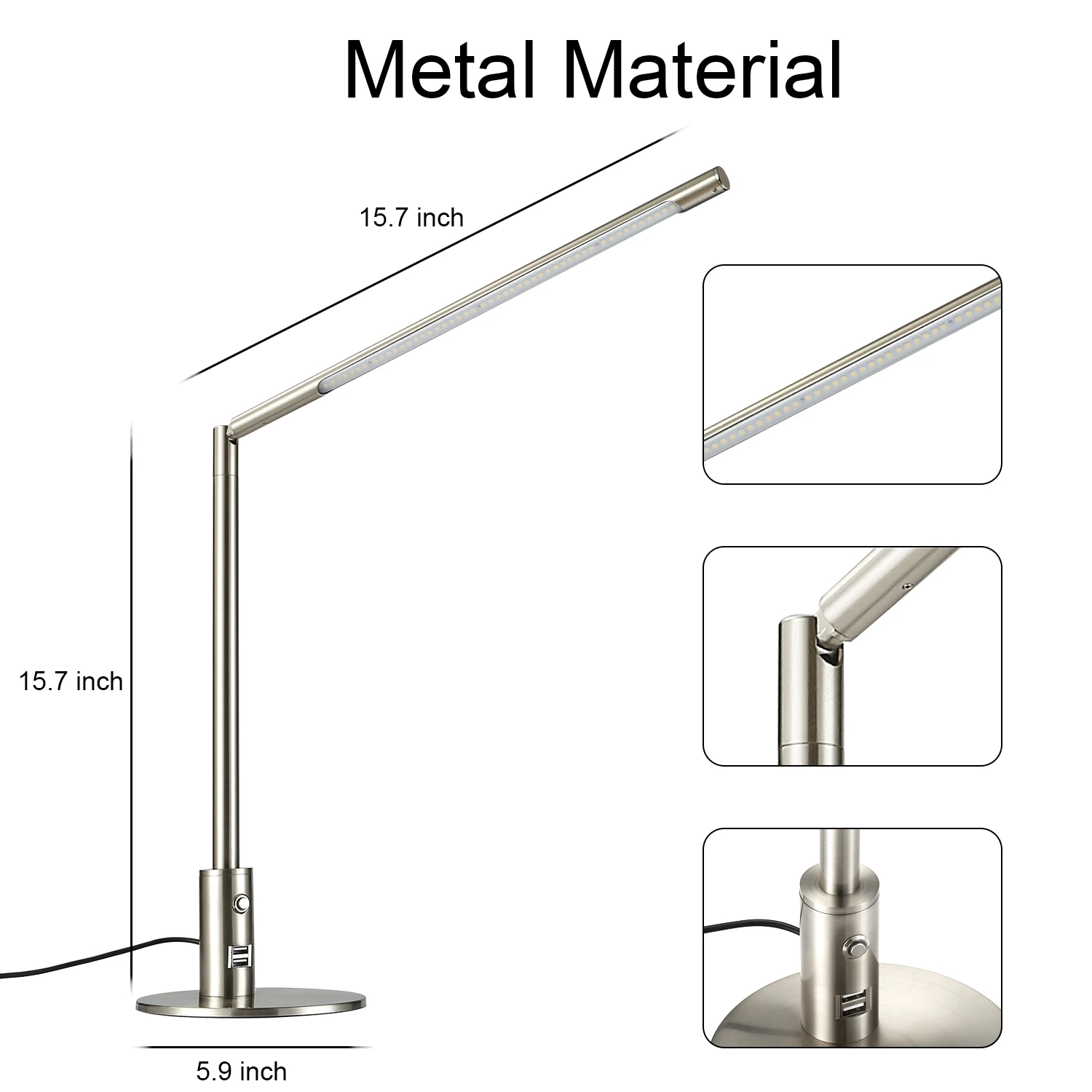 High-end Brush Aluminum Writing Desk Lamp 360 Rotatable Led Table Light ...