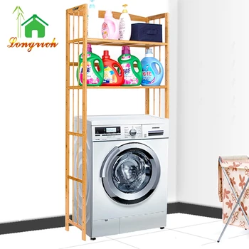 4 Tier Bamboo Washing Machine Storage Rack Shelf Rack Shelf For Washing ...