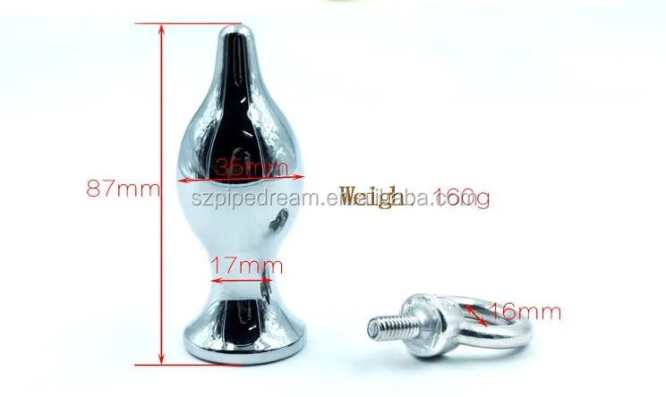 Stainless Steel Anal Plug 87 35mm Size Silver Pull Ring Butt Plugs Anus