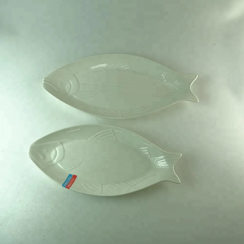 Sanbo Cheap White Color Ceramic Porcelain Fish Shaped Serving Dish For ...
