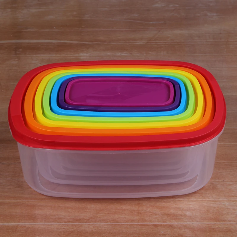 7pcs Colorful Plastic Crisper Box Kitchen Storage Containers Crisper ...