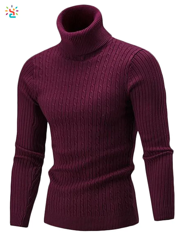 Wholesale Turtleneck Sweater Men Blank Sweaters Long Sleeve Knitted ...