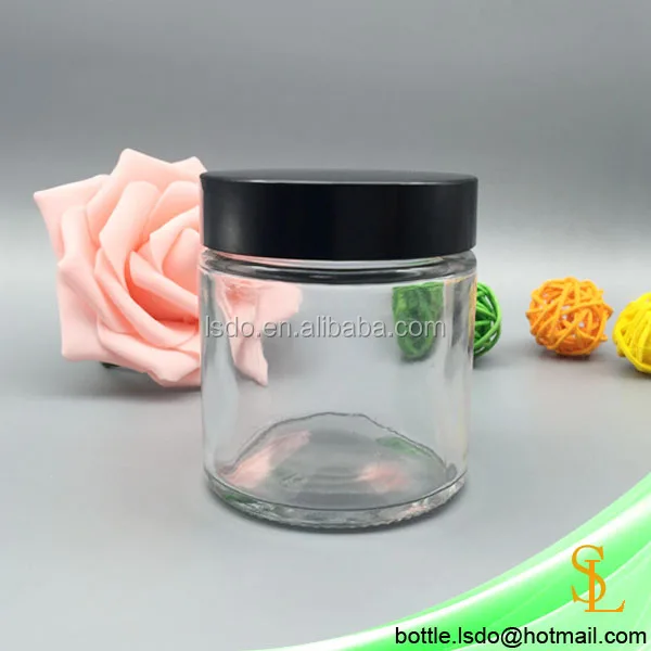 Clear 120ml Cosmetic Glass Body Butter Jar Container For Body Scub Jar ...
