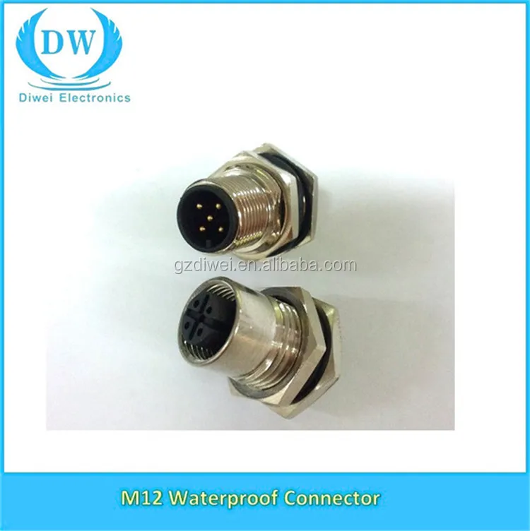 Waterproof Bulkhead Electrical Connector Round 4pin Power Plug M12 ...