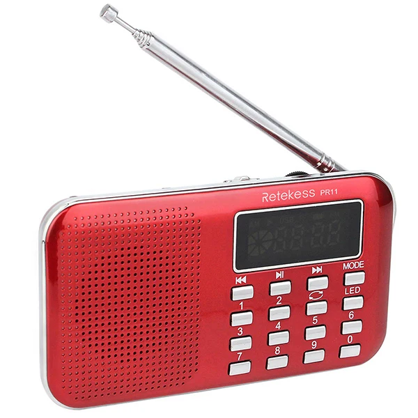 Red Portable Digital Tuning Fm Am Radio With Mp3 Music Player ...