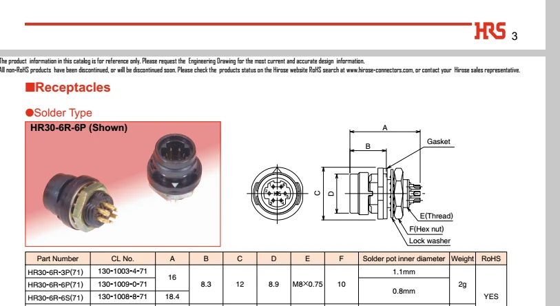 広瀬コネクタhr30シリーズhr30-6r-6p - Buy Hirose 30 Connector Product on Alibaba.com