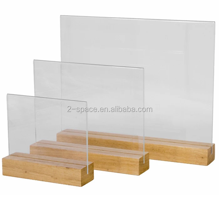 Acrylic Advertising Poster Stand A5 Wood Base Acrylic Table Sign Menu ...