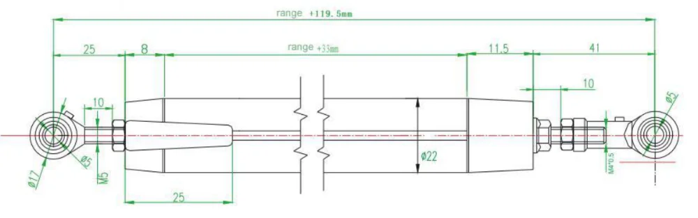 75mm Rod Eye End Linear Actuated Position Travel LVDT Sensor