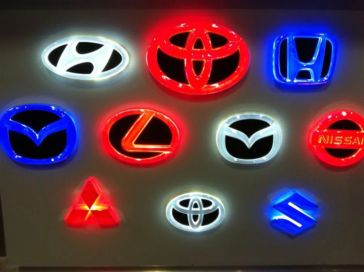 Free shipping 4D WHITE RED BLUE Led Car styling Parking Logo REAR Badge ...