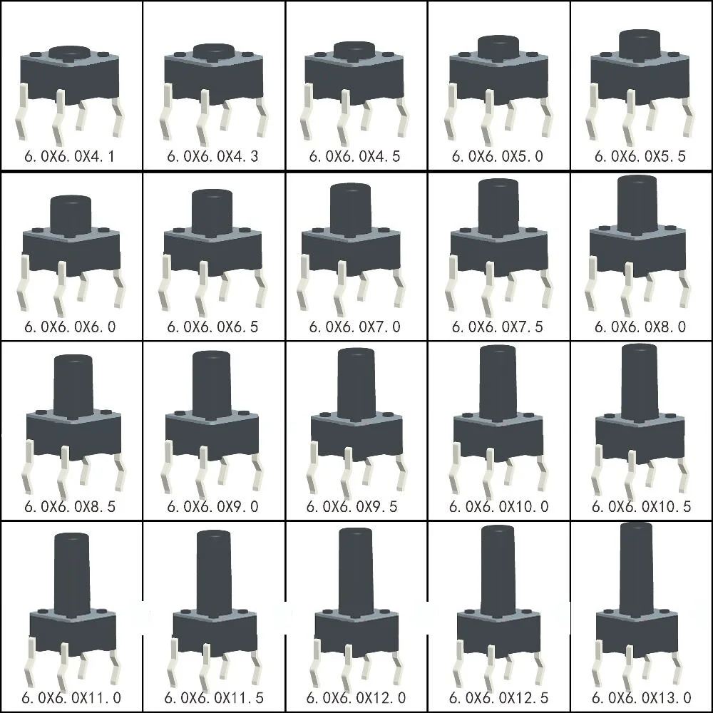 6x6 Tactile Switches Push Button Switch Dip Gullwing Stainless Steel ...