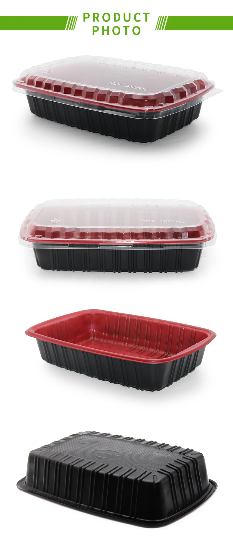 Red Black PP Material - Disposable Microwave Food Containers