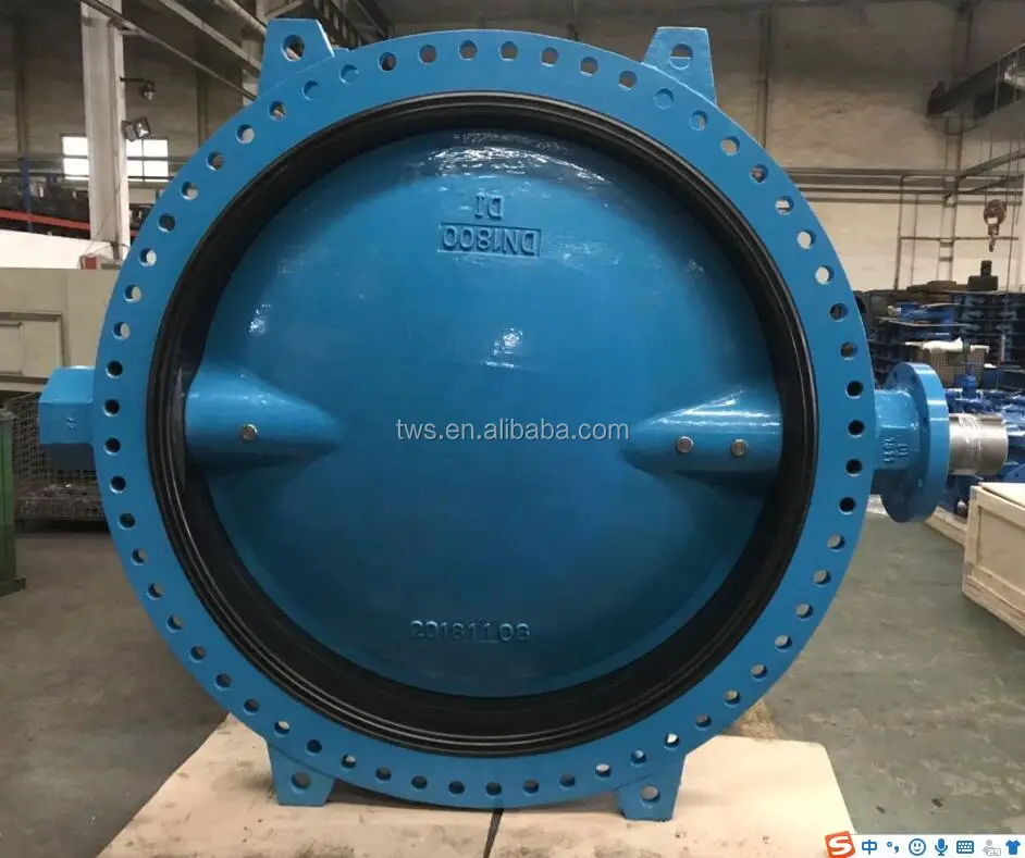 DN1800 PN10 Vulcanized Seat U Type Butterfly Valve with Epoxy Coating ...