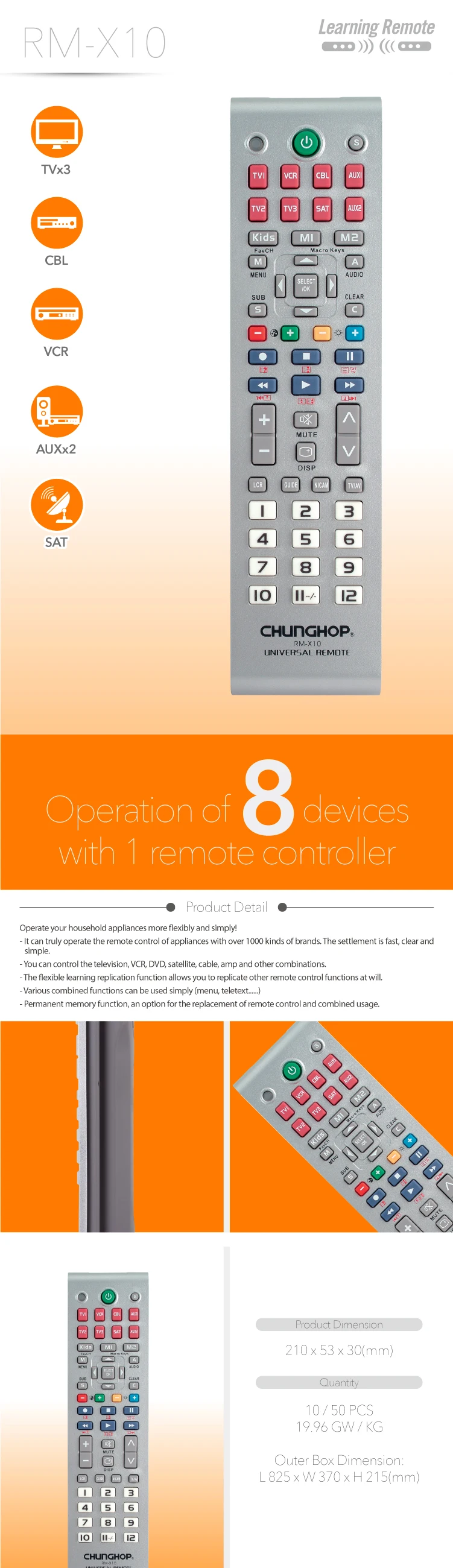 Chunghop Rm X10 Universal Smart Remote Control Controller Ir Remote