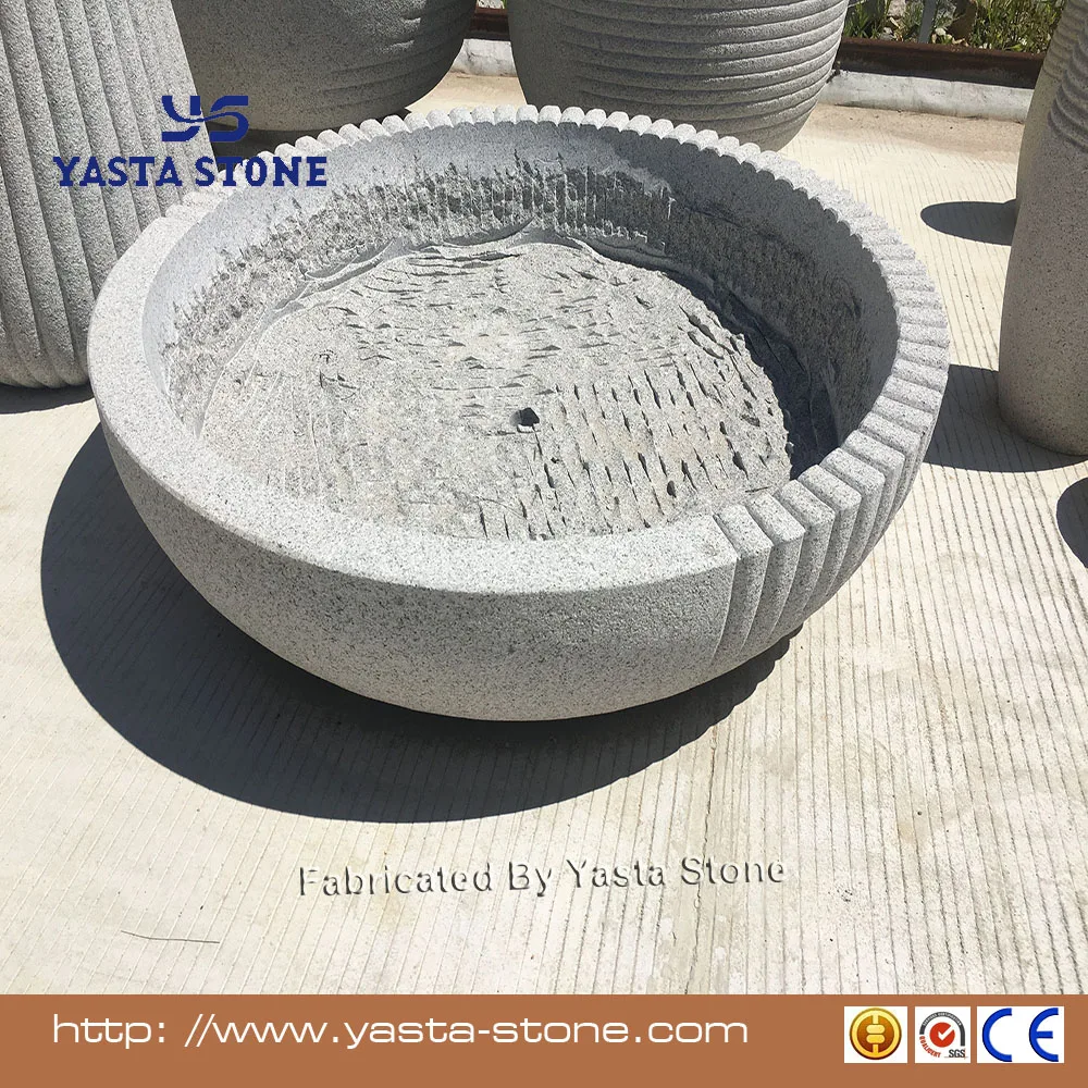 Hot Selling Round Grey Stone Pot Outdoor Decor Extra Big Flower Pot ...