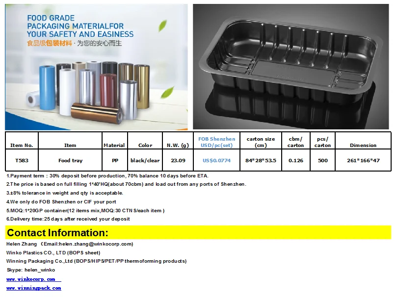 Black Color High Heat-resistant Pp Plastic Disposable Meat Tray - Buy ...