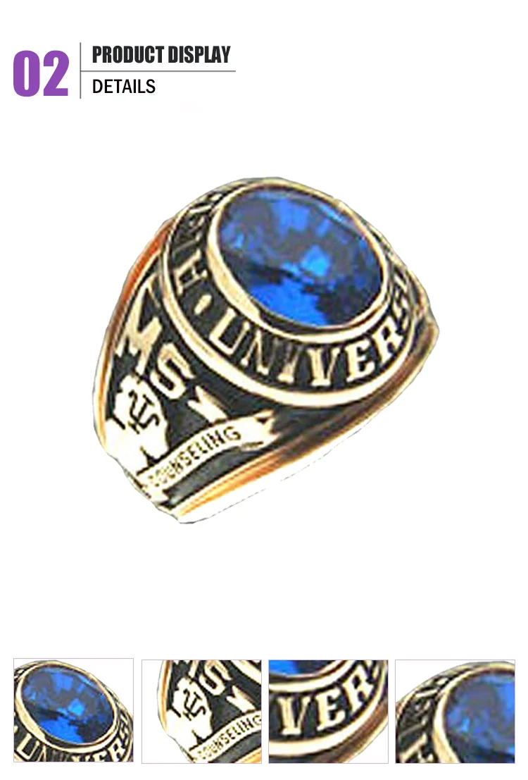 Custom Design Blue Stone University Graduation Rings For Men - Buy ...