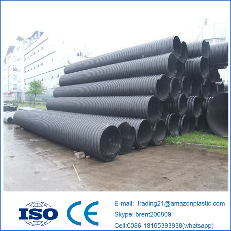 Sn10 Hdpe Water Drain Pipe Metal Reinforced Pe Spirally Corrugated Pipe ...