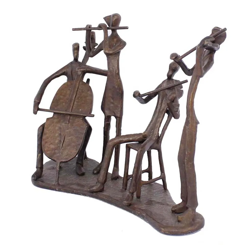 Cast Iron Bronze Sculpture Music Metal Figurines for Home Decor