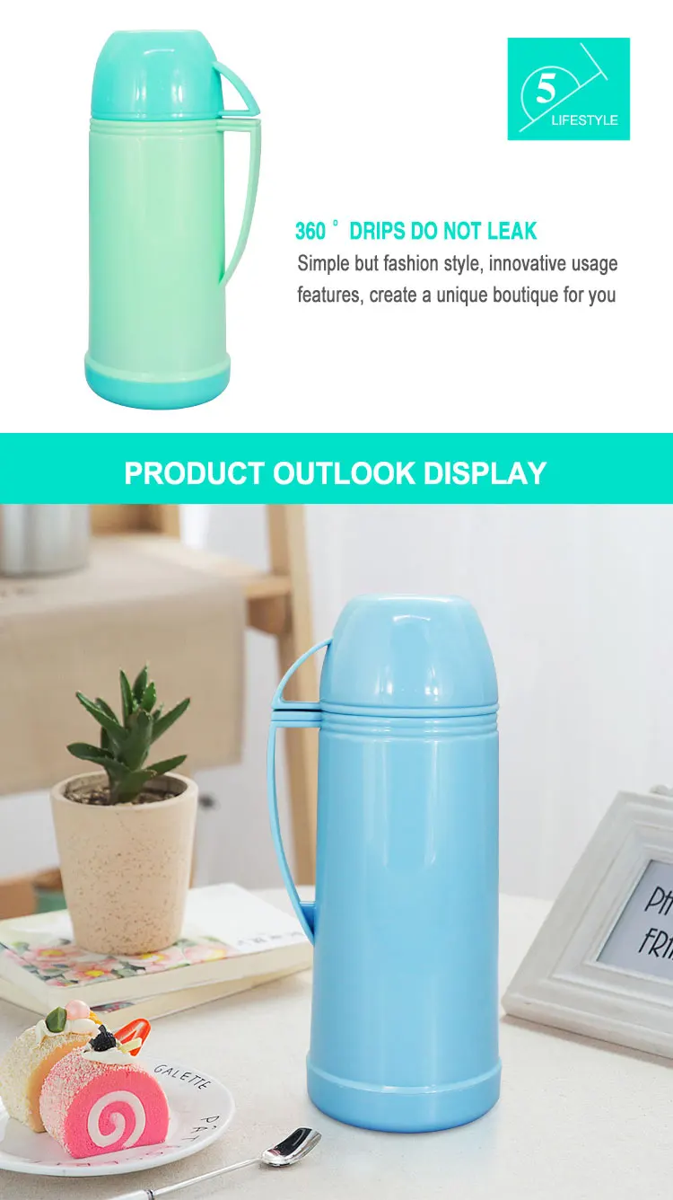 Thermos Flask 1 Litre Plastic Shell Glass Liner Blue Vacuum Flask With ...