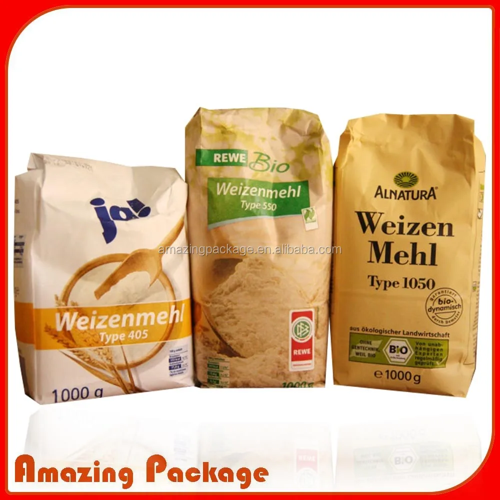 Kraft Paper Wheat Flour Packaging Bag 1kg 2.5kg 5kg - Buy Flour ...