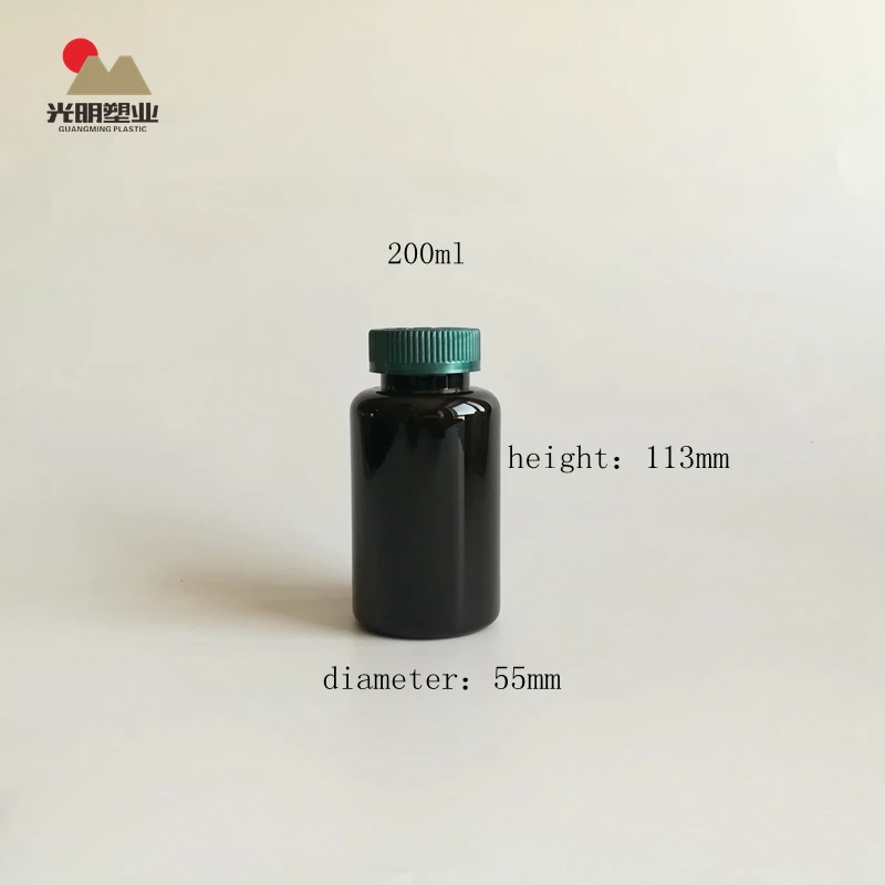200ml Health Care Pharmaceutical Black Plastic Pill Bottles Medicine ...
