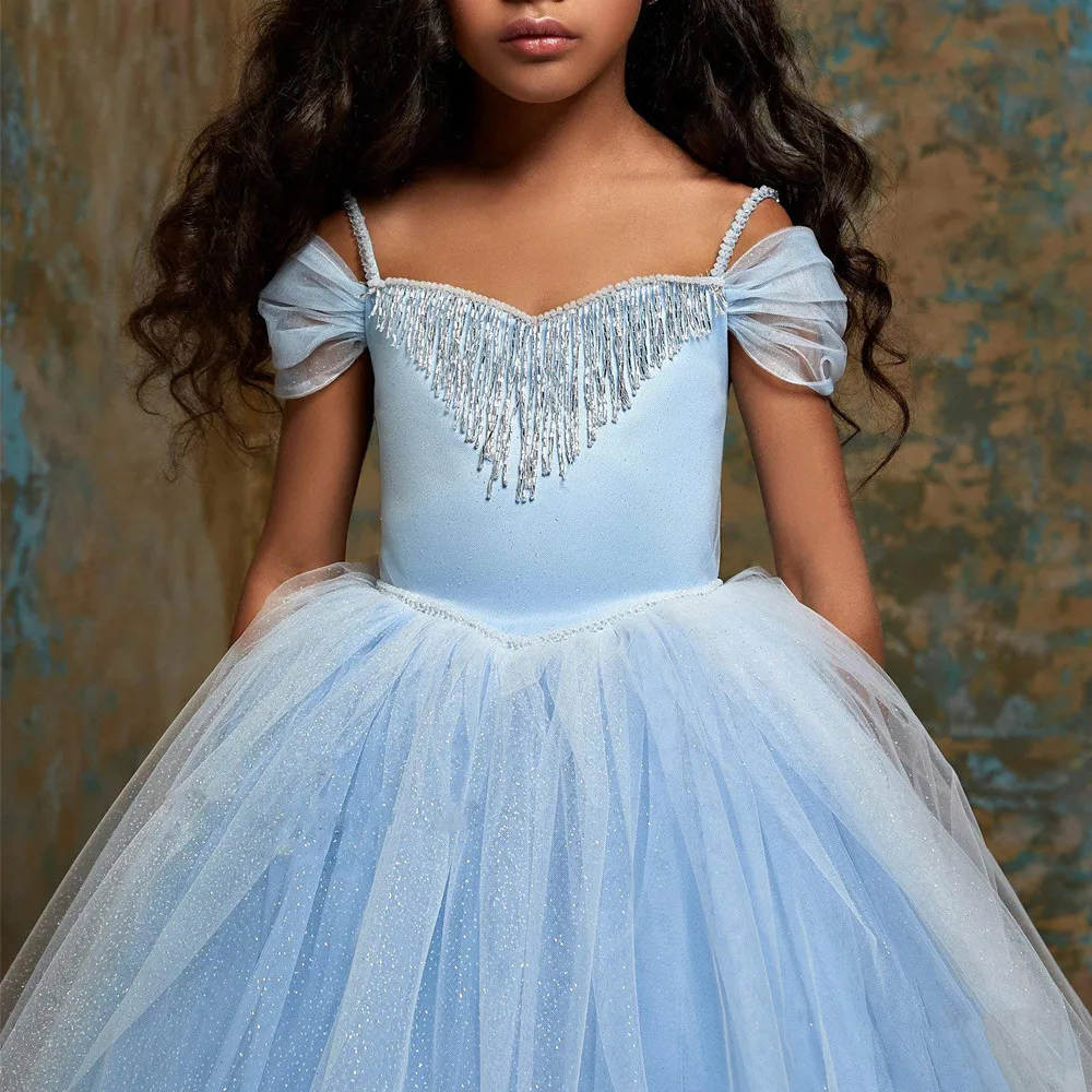 Fancy Little Girls Princess Dresses Beaded Kids Evening Dress With Bow ...