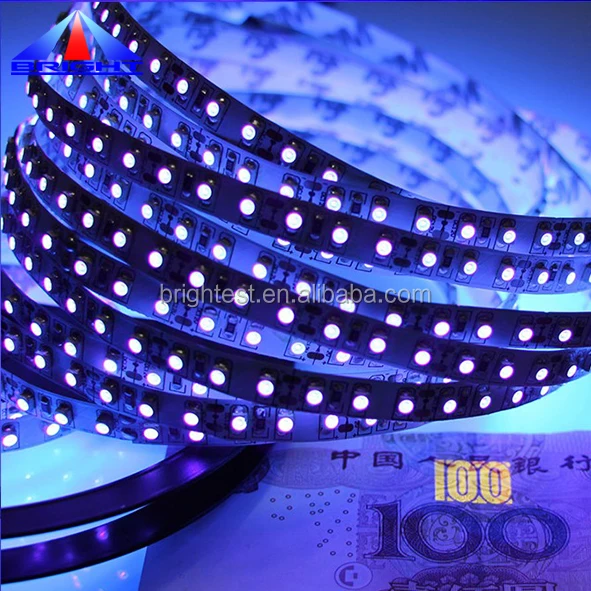 UV Waterproof DC12V Blacklight 365nm to 395nm 5V 7.2w SMD2835 UV LED Strip