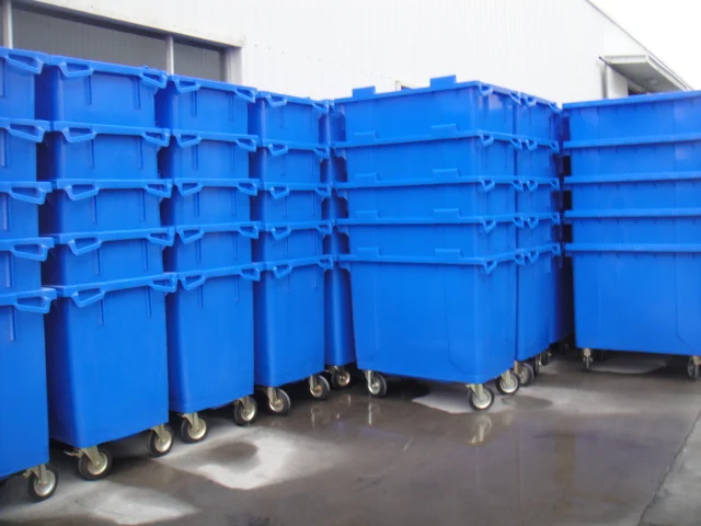 660L Outdoor Industrial Plastic Waste Bin with Brake