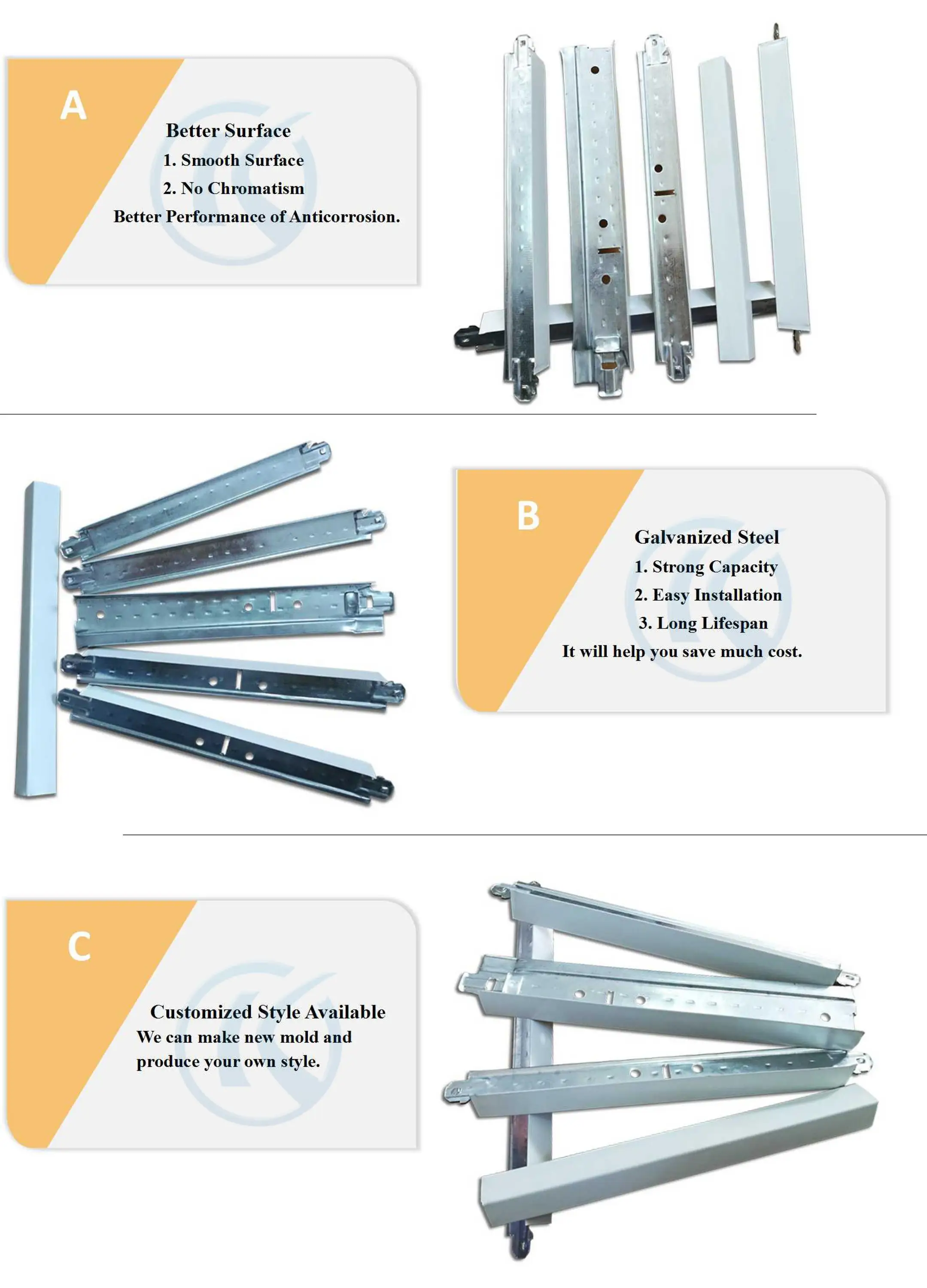 Ceiling Grid Components Type 38*24*3660 Galvanized Steel Ceiling Main T ...