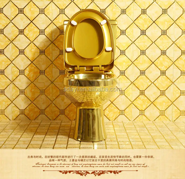 Golden Ceramic Color Wc Toilet Bowl Bathroom Two Piece Gold Toilet ...