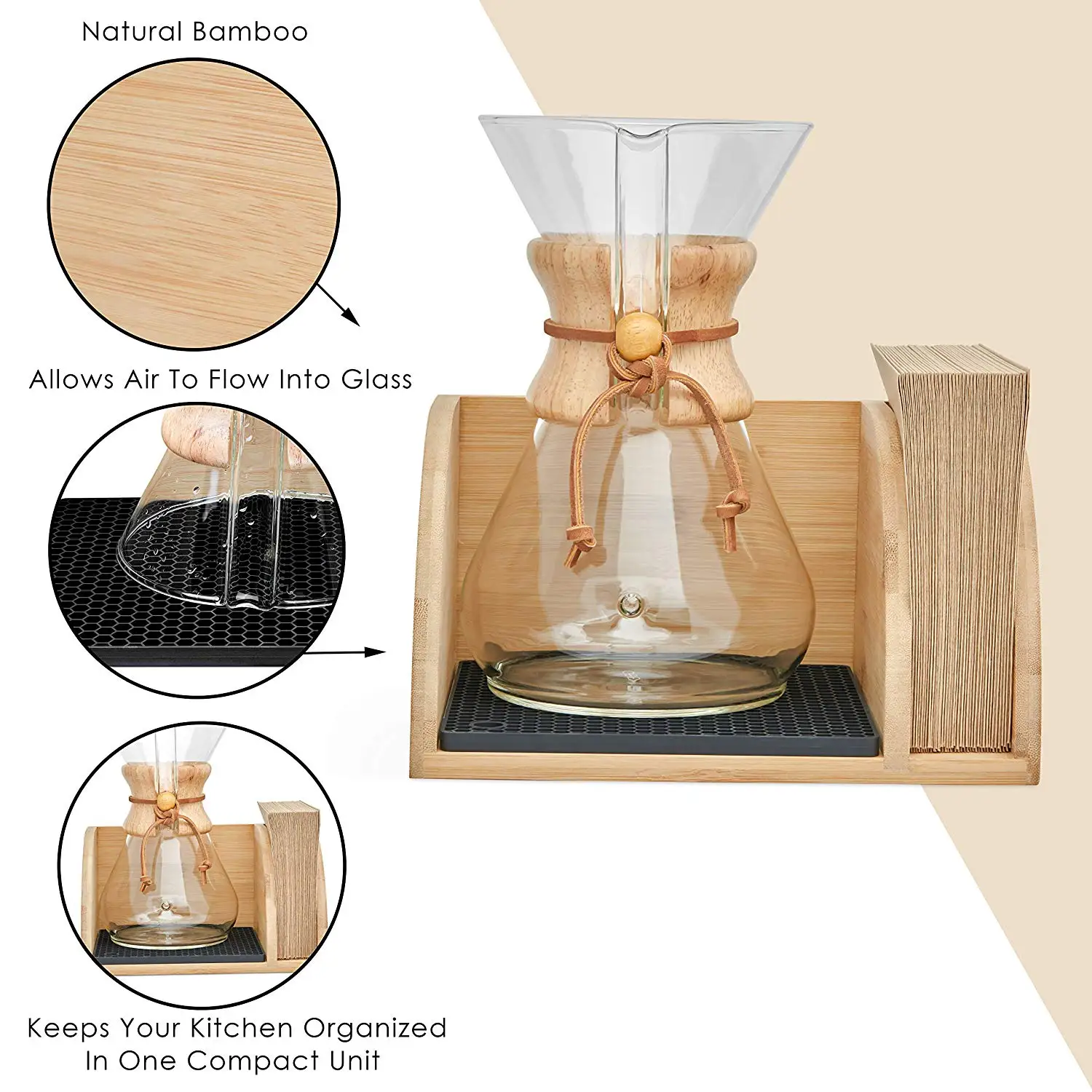 Bamboo Wood Coffee Maker Tray Stand With Filter Holder - Buy Bamboo ...