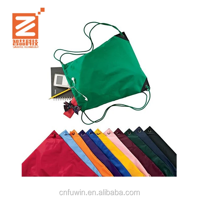 100% Polyester Drawstring Bag Pull String Backpack Gym Clothing Bag ...