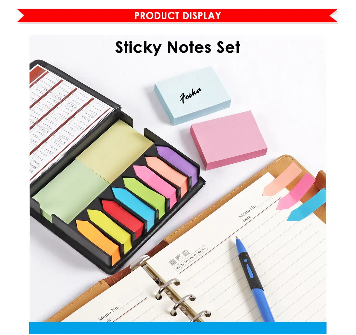 Foska Hot Sale Custom Sticky Memo Pad Notes Set