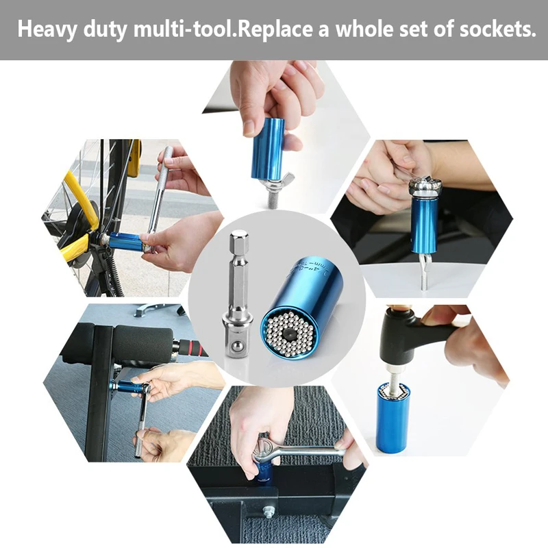 Universal Socket,7mm-19mm Self Adjusting Wrench Metric Socket Set ...