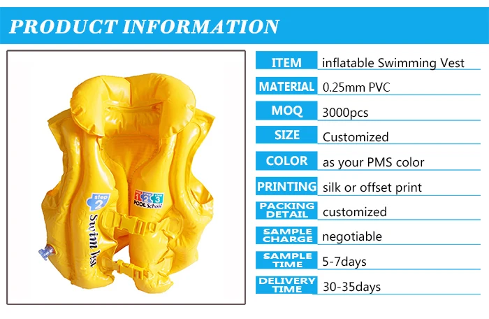 Heavy Duty Pvc Safety Inflatable Swimming Vest Pvc Cheap Children ...