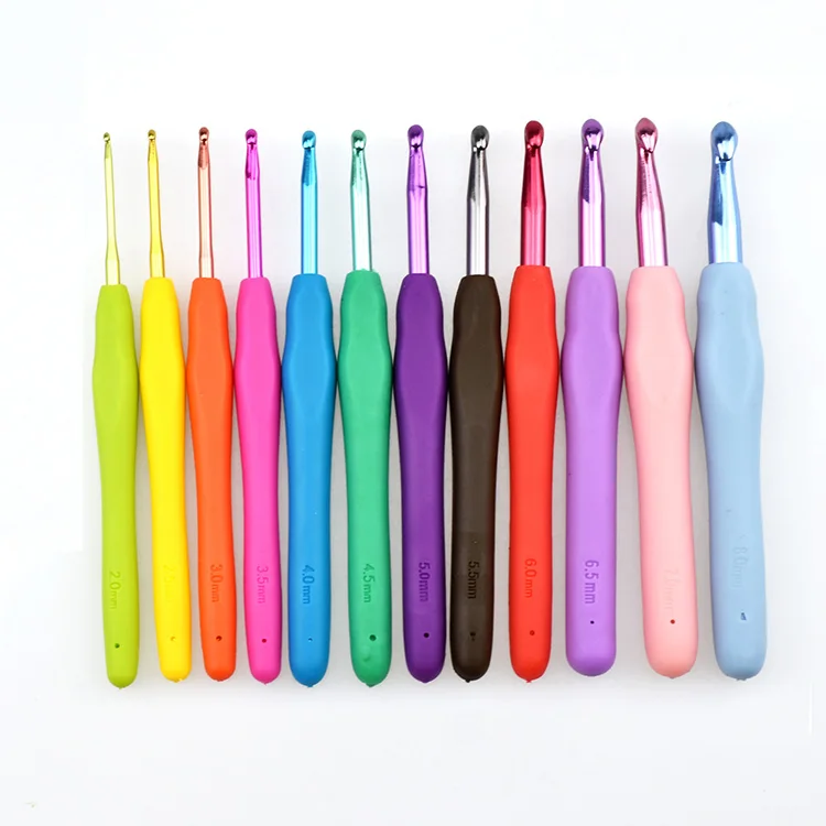 12pcs Assorted Crochet Needles Soft Handle Crochet Hooks Ergonomic ...