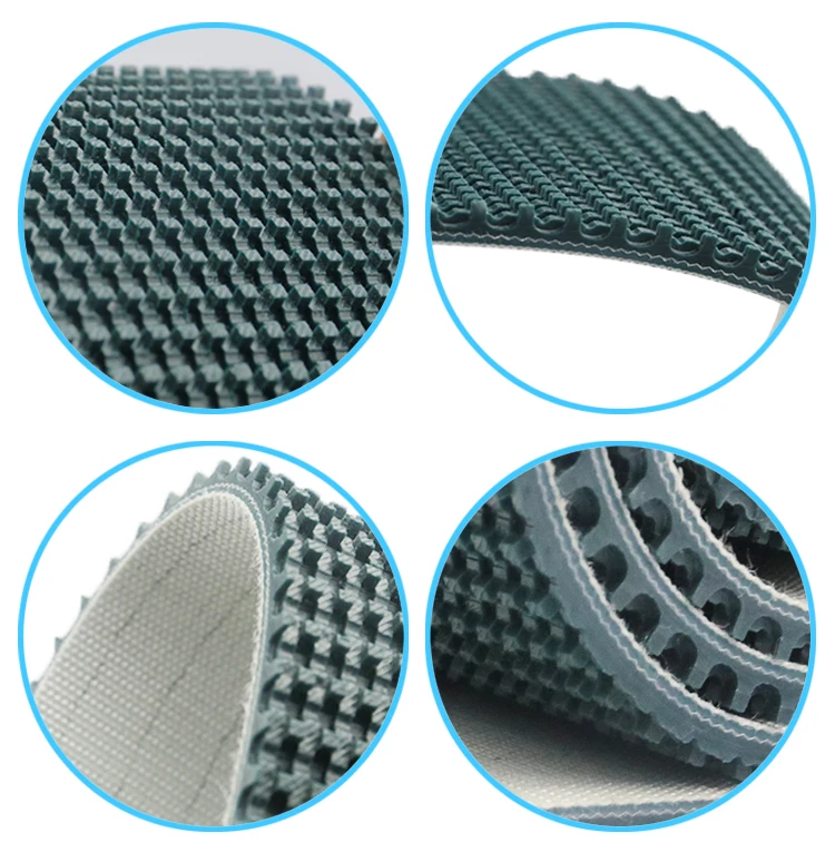 AIMAI Customized Hard Wearing Dark Blue Rough Top PVC Ribbed Conveyor Belt