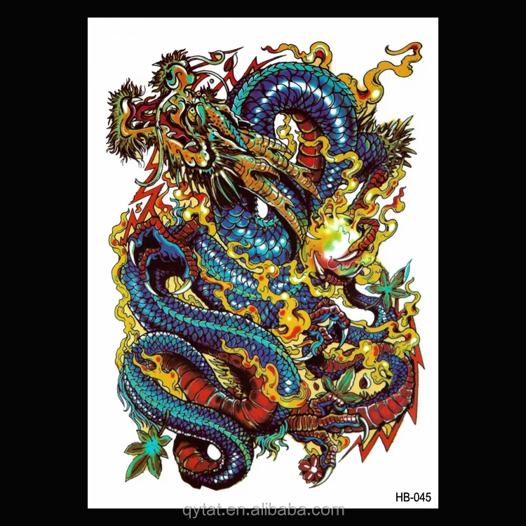 Fake Removable Waterproof Colors Temporary Tattoo Dragon For Men - Buy ...