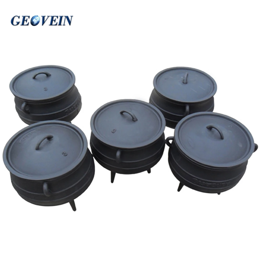 Round Cast Iron Three-legged Potjie Pot For Dish Prepared Outdoors ...