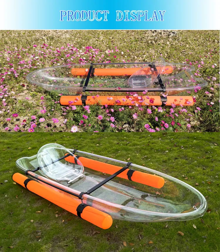 2.7m Single Transparent Canoe Kayak For 1 Person Rowing With Clear ...
