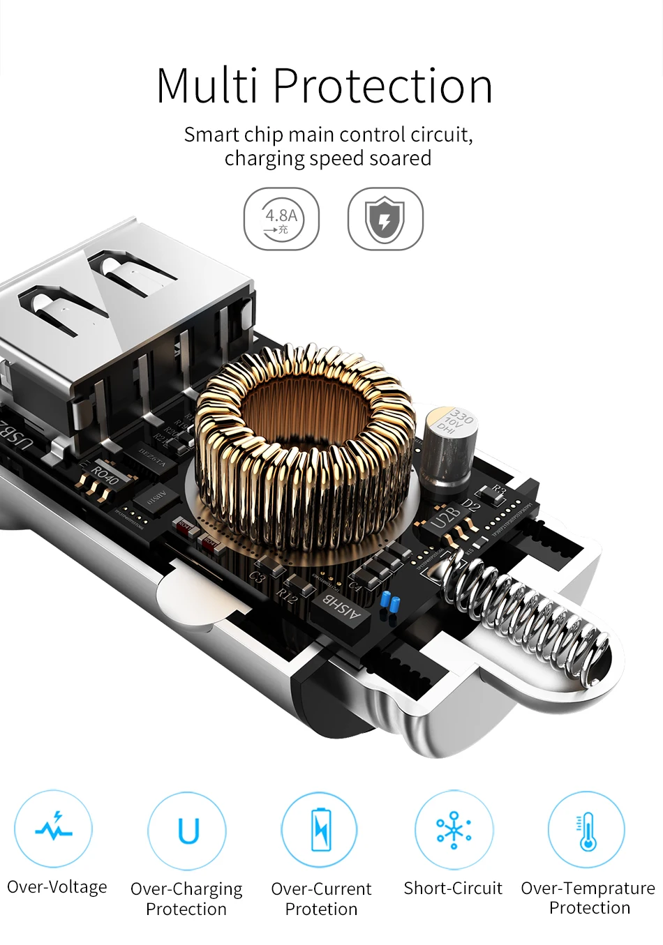 Oem Ce Rohs Car Charger,4.8a Aluminum Alloy Mini Car Charger Adapter ...