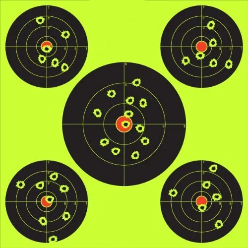 12 X12 Inch (5) Bullseye Reactive Shooting Target - Shots Burst Bright ...
