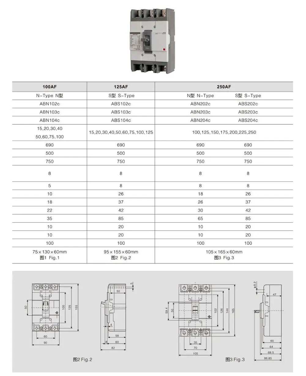 ABE-403B MCCB Moulded Case Circuit Breaker 400A - Ideal for Low Voltage ...