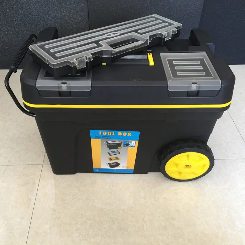 Heavy Duty Mobile Tool Storage Organizer Box with Flip-out Tray ...