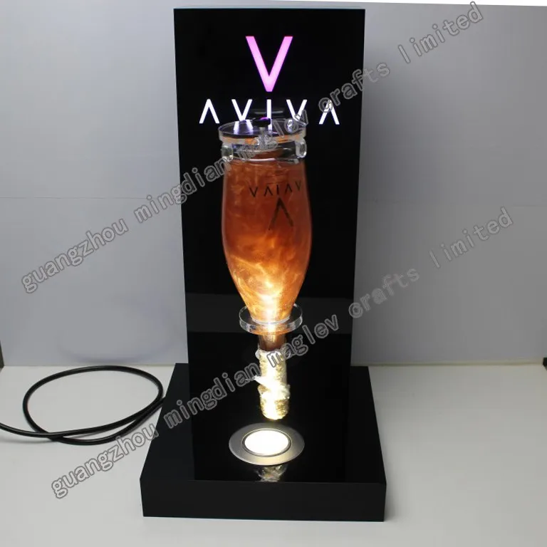LED Gin Liquor Rotating Acrylic Display Stands - Sparkling Gold