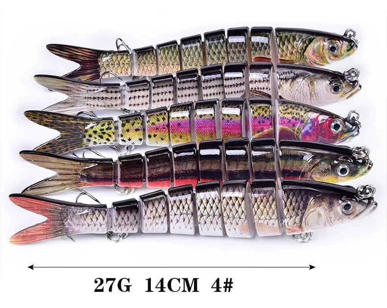 Flexible 8 Segment Multi Jointed Fishing Lure Hard Trout Fishing Lures ...