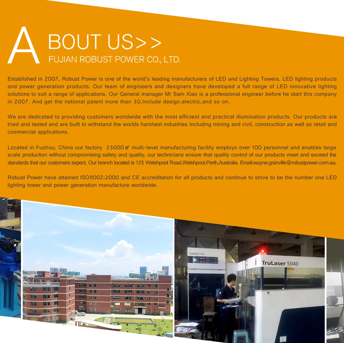 Fujian Robust Power Co., Ltd. - Mobile lighting tower, Diesel generator set