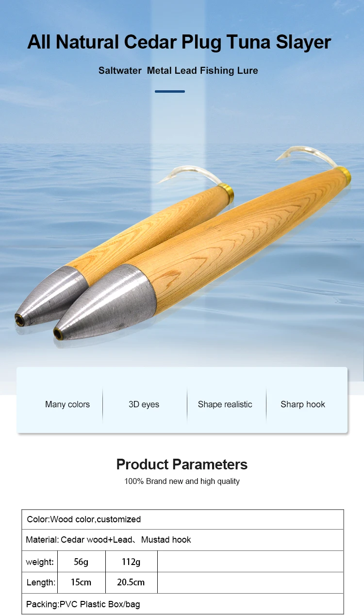 6 Inch Cedar All Natural Cedar Plug Marlin Tuna Slayer Saltwater ...