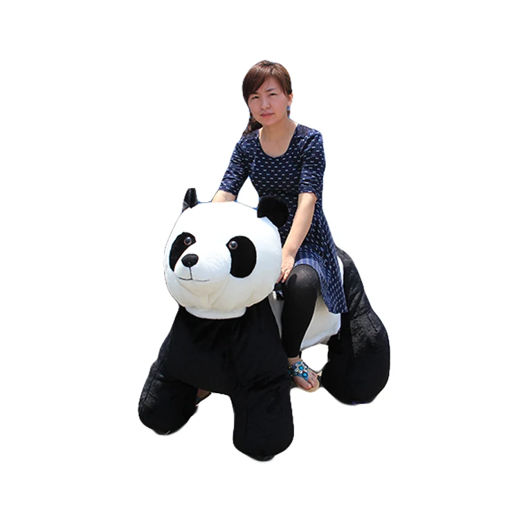 Electric Coin Operated Plush Robotic Panda Ride for Mall